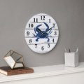 Blue Crab Ship Beach Rustic Painting Large Clock | Zazzle