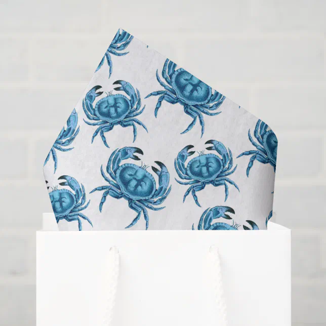 Blue Crabs Seaside Pattern Tissue Paper | Zazzle