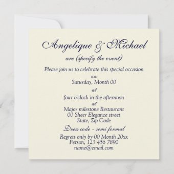 Blue cream wedding anniversary engagement invitation | Zazzle