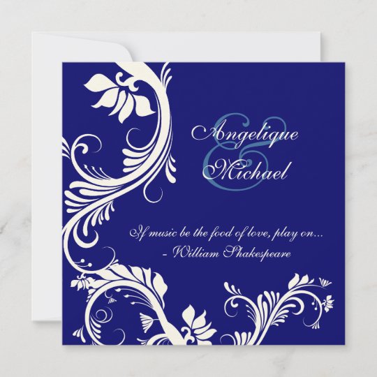 Blue cream wedding floral elegance invitation | Zazzle.com
