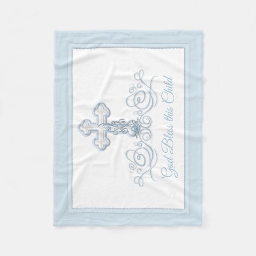 Blue Cross Baby Boy Baptism Blanket | Zazzle