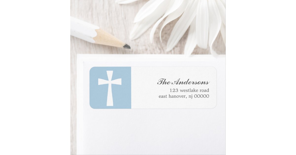 Blue Cross Baptism Labels | Zazzle