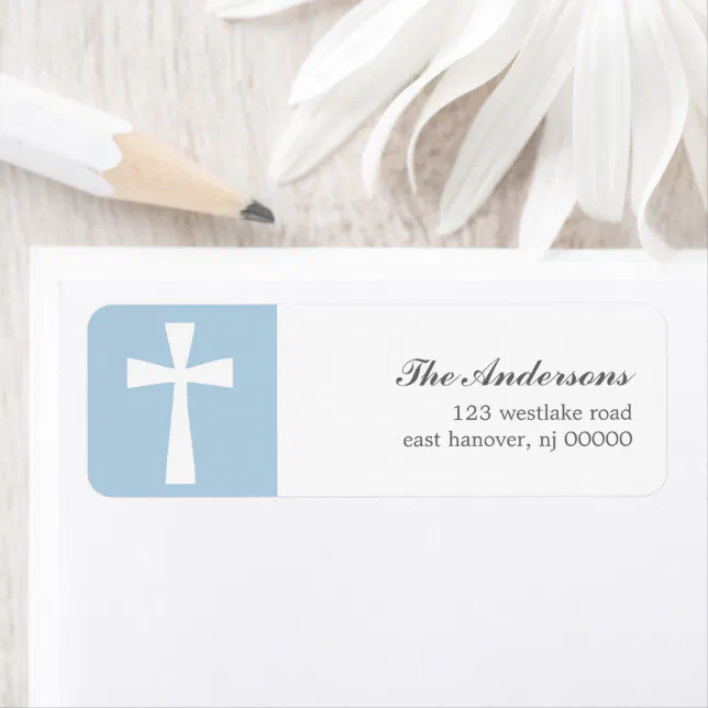 Blue Cross Baptism Labels | Zazzle
