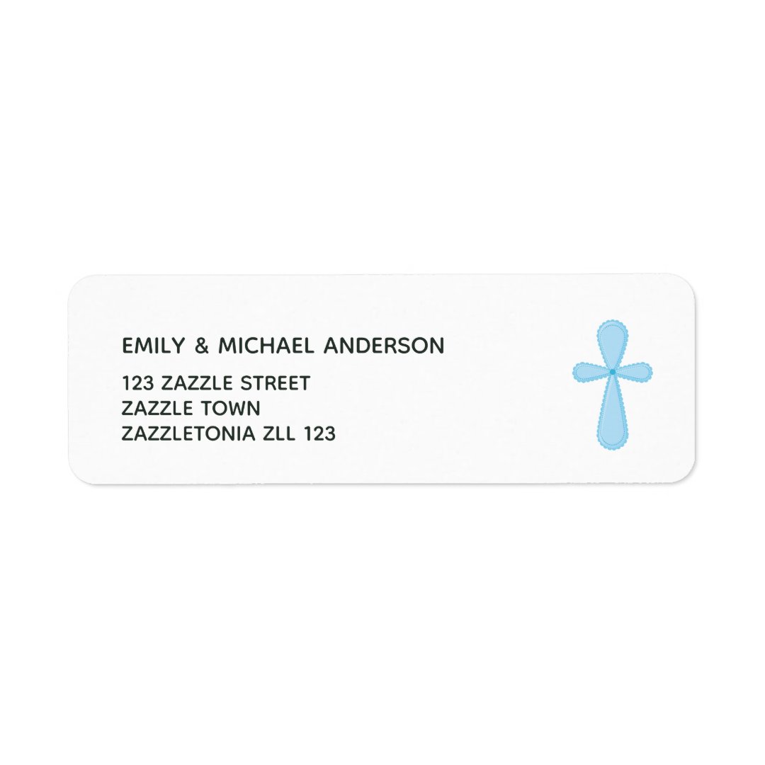 Blue Cross Return Address Labels Catholic | Zazzle