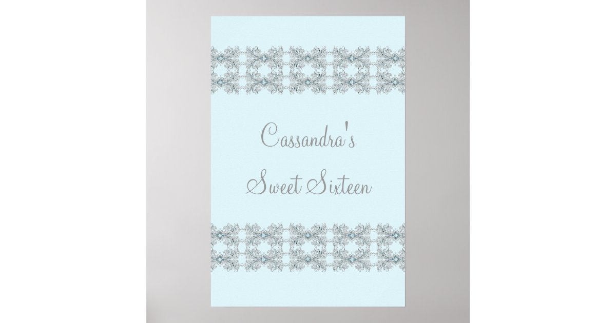 Blue Crystal Lace Sweet Sixteen Poster | Zazzle