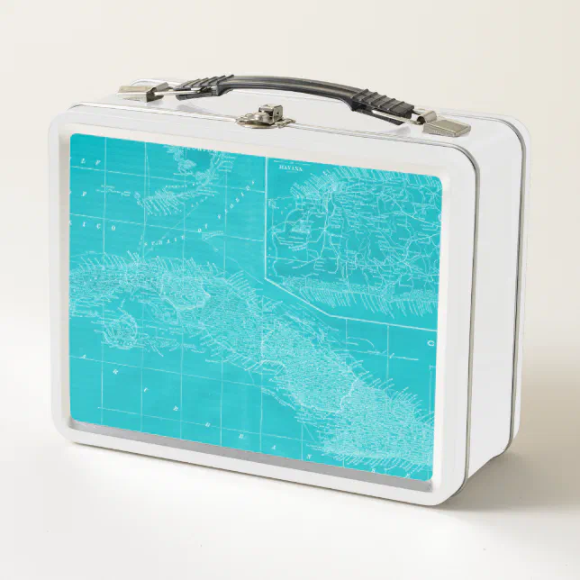Blue Cuba Map Metal Lunch Box | Zazzle