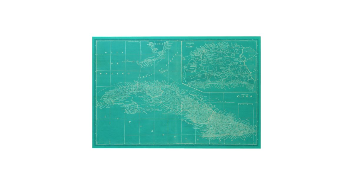 Blue Cuba Map Wood Wall Decor | Zazzle