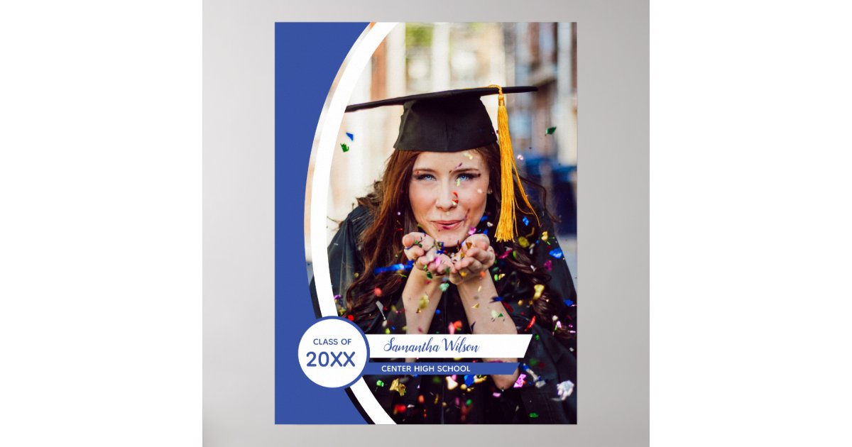 Blue Curved Frame Photo Graduation Poster | Zazzle.com