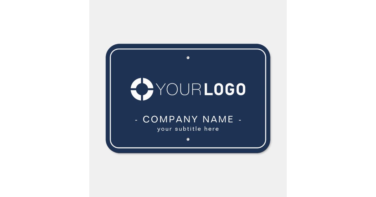 Blue custom business corporate logo metal sign | Zazzle