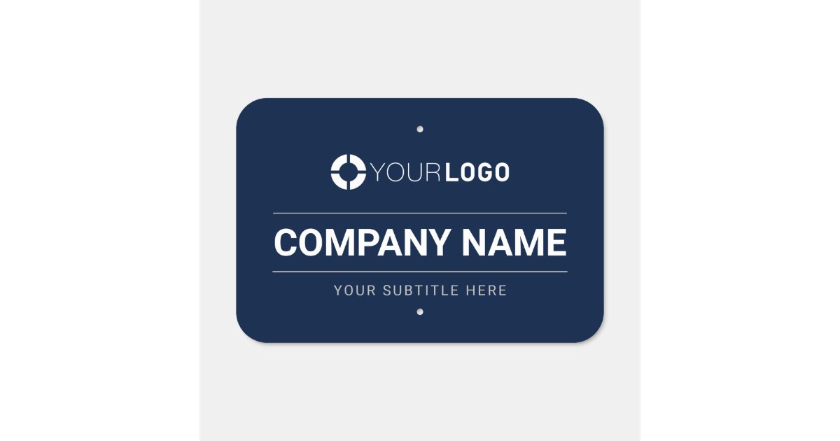 Blue custom business corporate logo metal sign | Zazzle