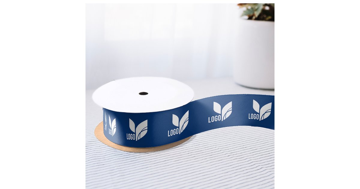 Blue Custom Business Logo Satin Ribbon | Zazzle