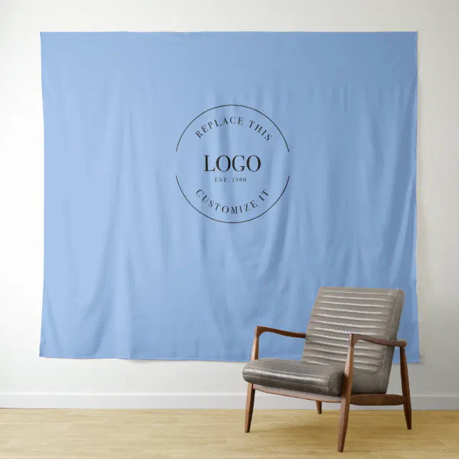 Blue Custom Logo backdrop Company branding | Zazzle