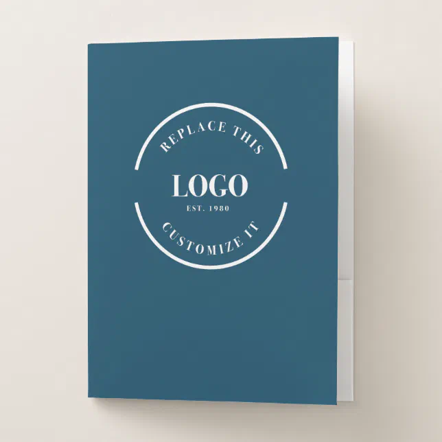 Blue Custom Logo Presentation Folder with Pockets | Zazzle