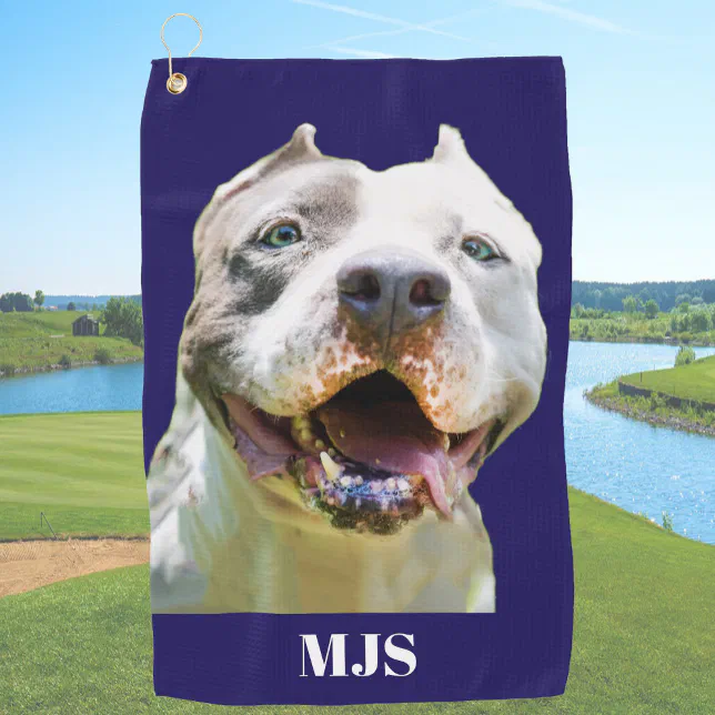Blue Custom Monogram Dog Photo Personalized Golf Towel | Zazzle
