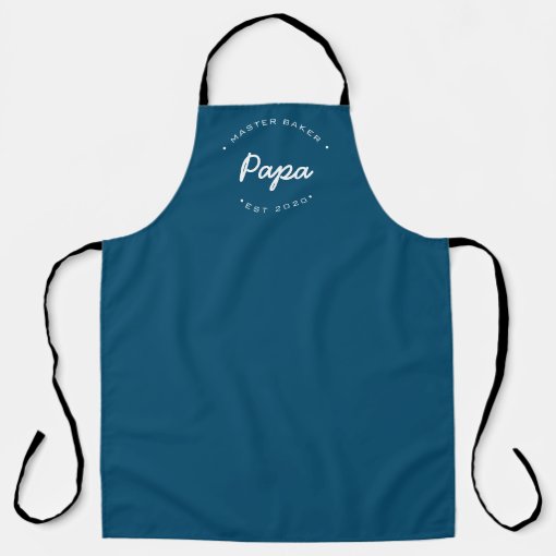 Blue Custom Name Year Master Baker Papa Apron | Zazzle