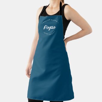 Blue Custom Name Year Master Baker Papa Apron | Zazzle