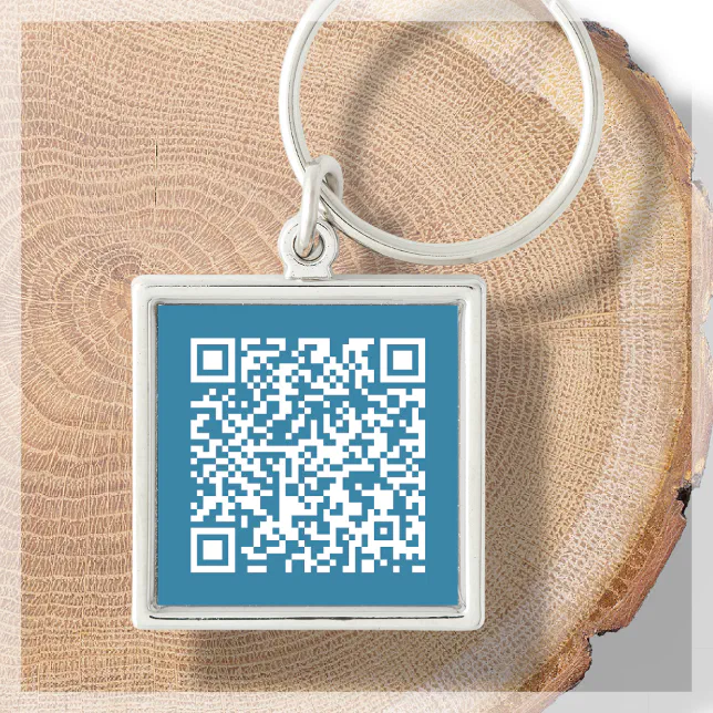 Blue | Custom QR Code Scannable Keychain | Zazzle