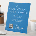 Blue Custom Real Estate Welcome Open House Pedestal Sign | Zazzle