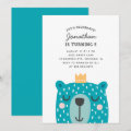 Blue cute bear. Kids or baby boy birthday party Invitation | Zazzle