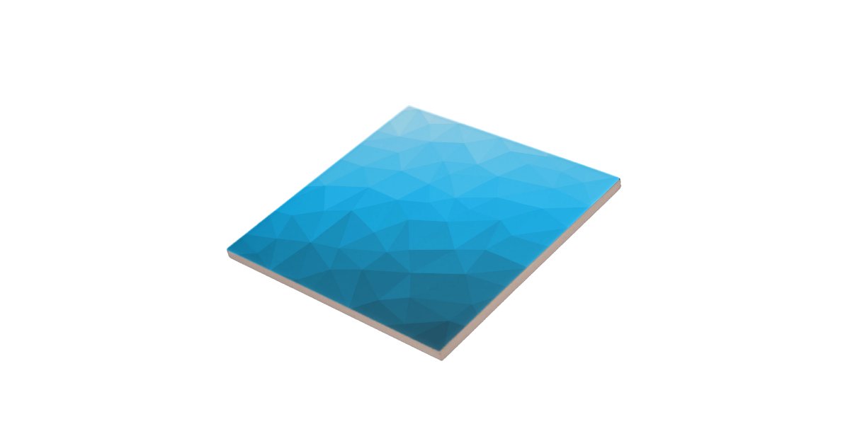 Blue cyan gradient geometric mesh pattern Triangle Ceramic Tile | Zazzle