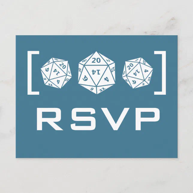 Blue D20 Dice Gamer RSVP Postcard | Zazzle