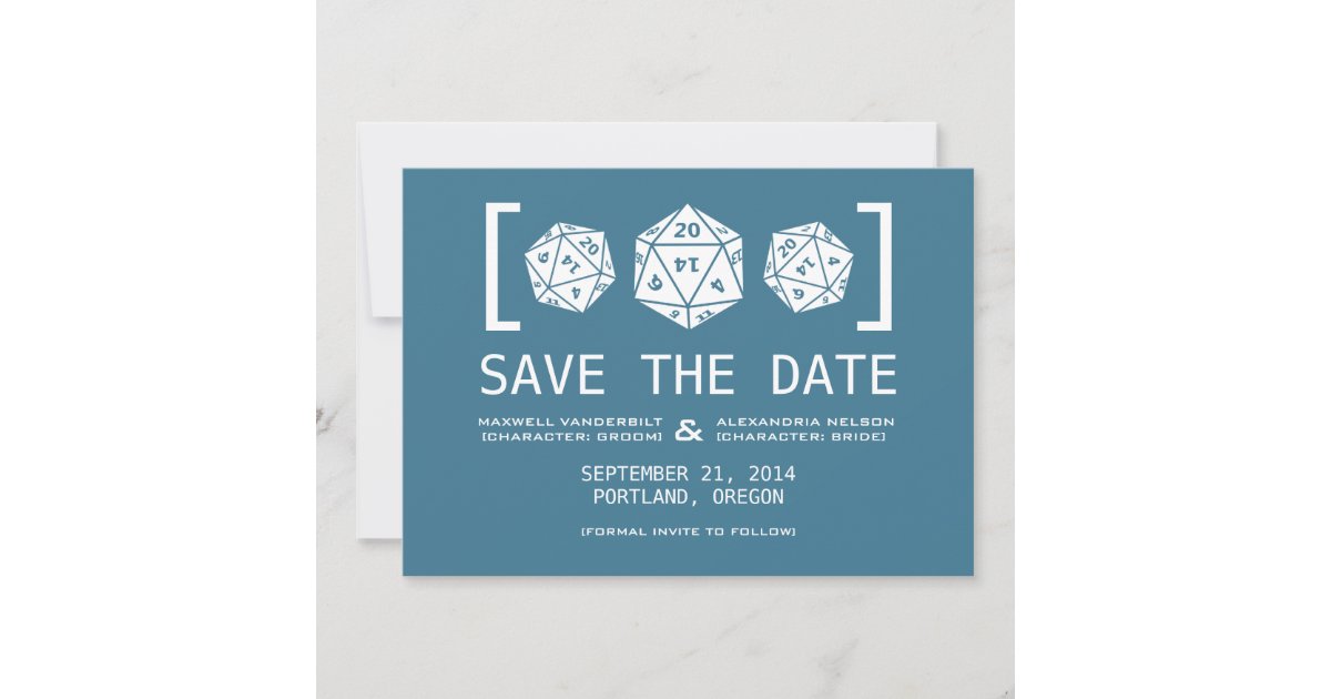 Blue D20 Dice Gamer Save the Date Invite | Zazzle
