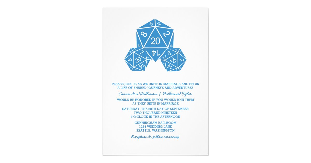 Blue D20 Dice Wedding Invite | Zazzle.com