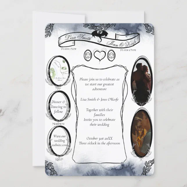 Blue D20 Tabletop RPG Fantasy Dice Wedding Invitat Invitation | Zazzle