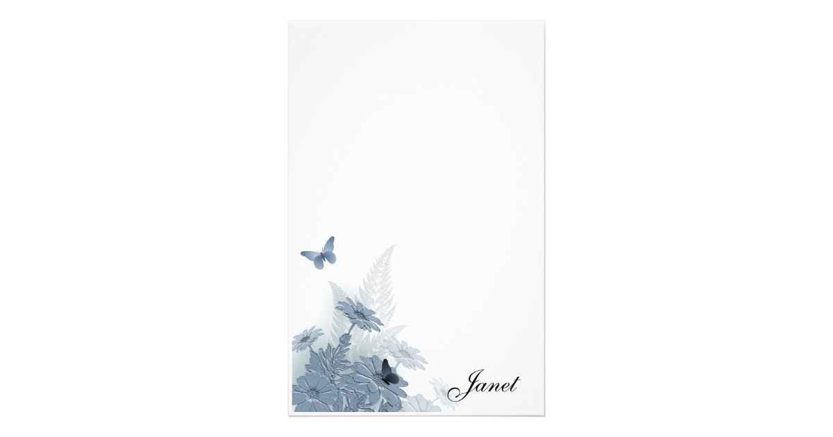 Blue Daisies w/ Butterflies Stationery | Zazzle.com