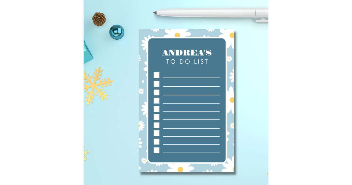Blue Daisy Groovy Retro To Do List Name Checklist Post-it Notes | Zazzle