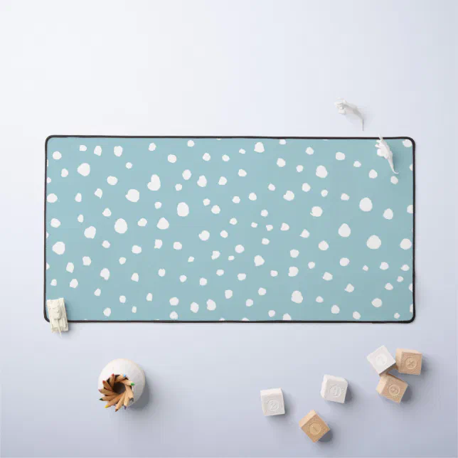 Blue Dalmatian Spots, Dalmatian Dots, Dotted Print Desk Mat | Zazzle