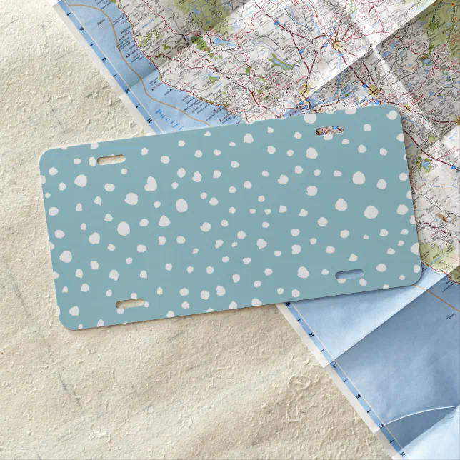 Blue Dalmatian Spots, Dalmatian Dots, Dotted Print License Plate | Zazzle