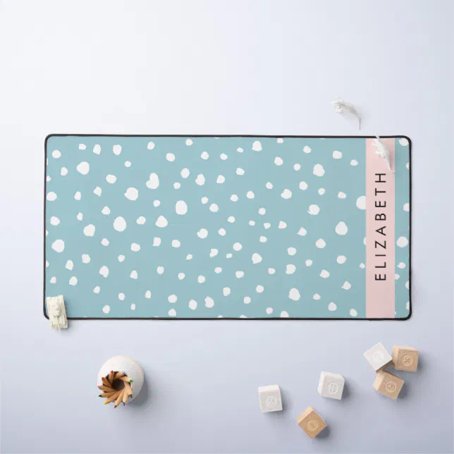Blue Dalmatian Spots, Dalmatian Dots, Your Name Desk Mat | Zazzle