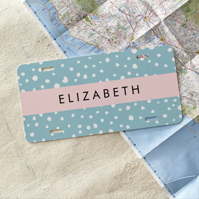 Blue Dalmatian Spots, Dalmatian Dots, Your Name License Plate | Zazzle