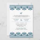 Blue Damask Border Anand Karaj Sikh Wedding Invitation | Zazzle