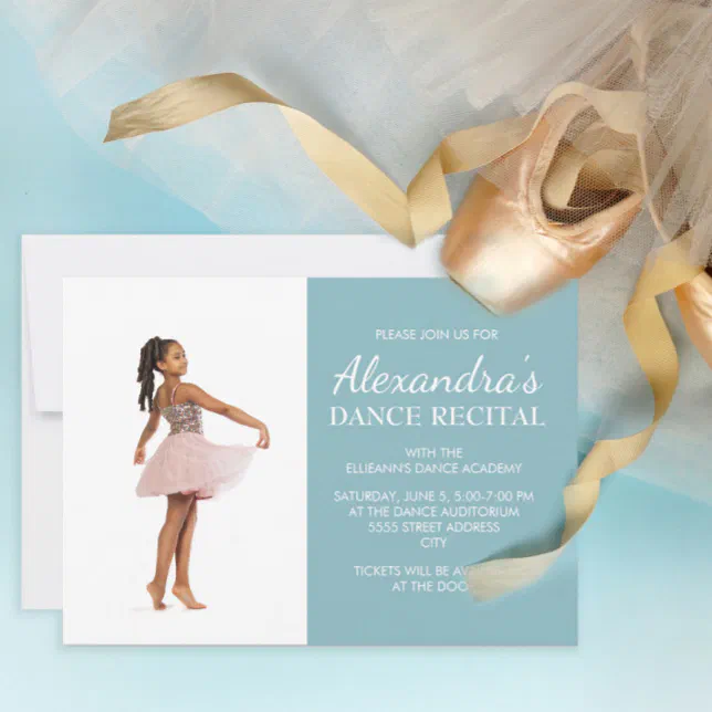 Blue Dance Recital Photo Invitation | Zazzle