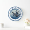 Blue Delft Blue Windmill Large Clock | Zazzle