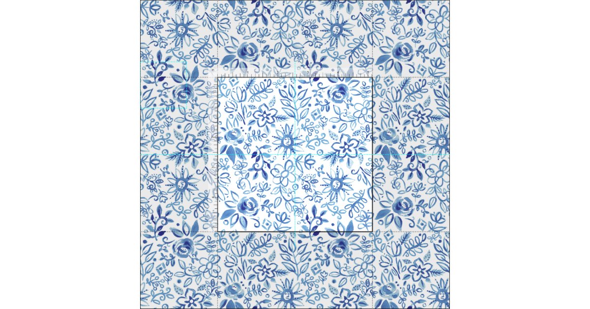 Blue Delft Fabric | Zazzle