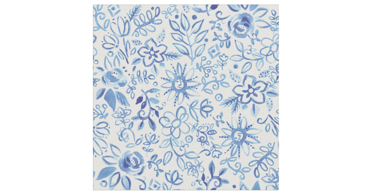 Blue Delft Fabric | Zazzle