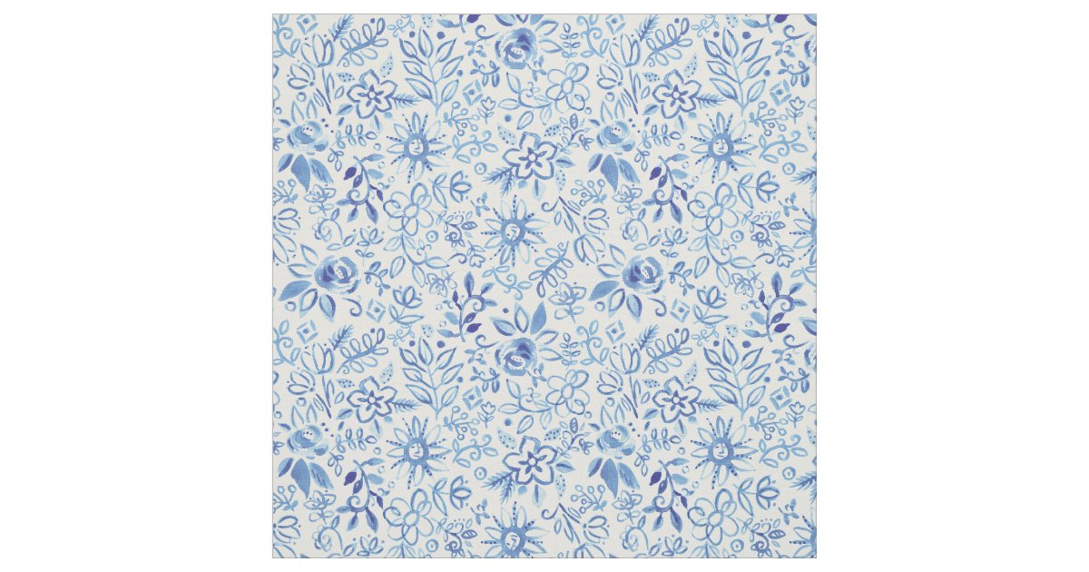 Blue Delft Fabric | Zazzle
