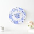 Blue Delft Floral Wall Clock | Zazzle