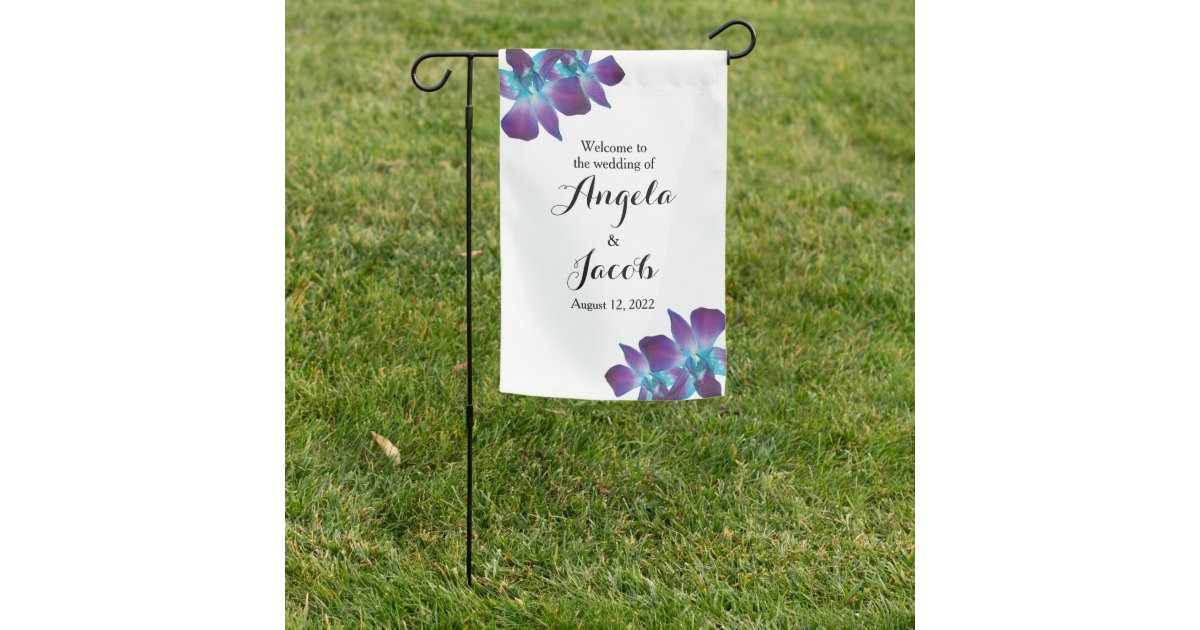 Blue Dendrobium Orchid Wedding Garden Flag | Zazzle