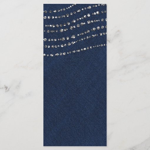 Blue Denim & Diamonds Sparkle Bling Party Menu | Zazzle