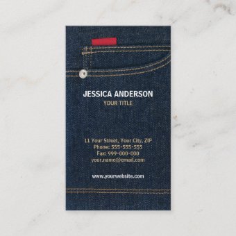 Blue Denim Jeans business card | Zazzle