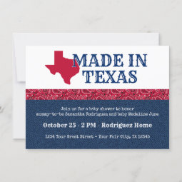Blue Denim & Red Bandana Print Texas Baby Shower Invitation | Zazzle