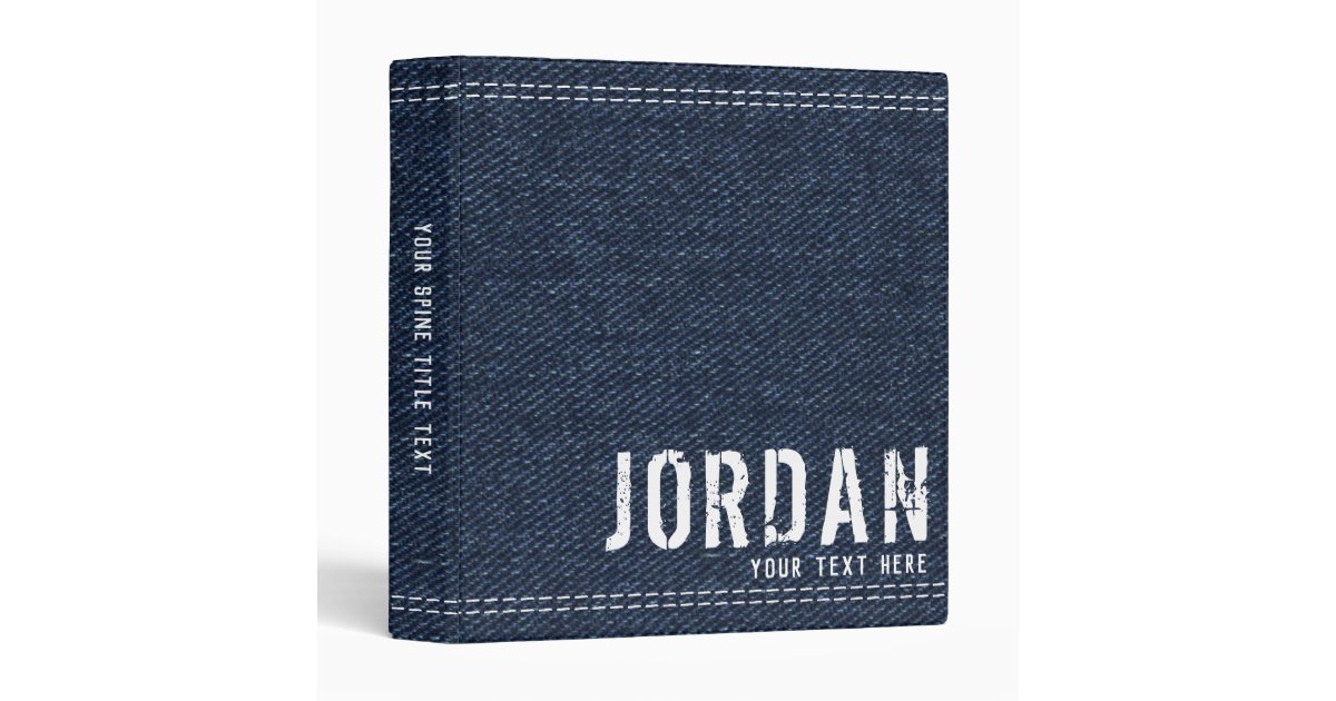 Blue Denim Texture Grunge Name 3 Ring Binder | Zazzle