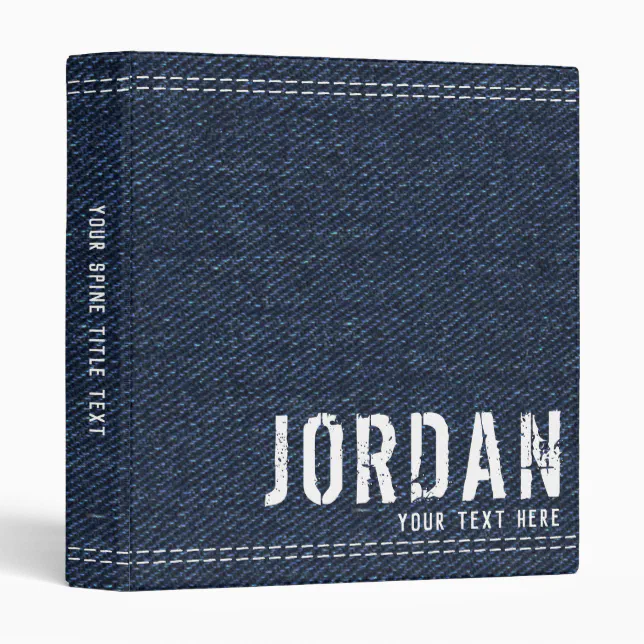 Blue Denim Texture Grunge Name 3 Ring Binder | Zazzle
