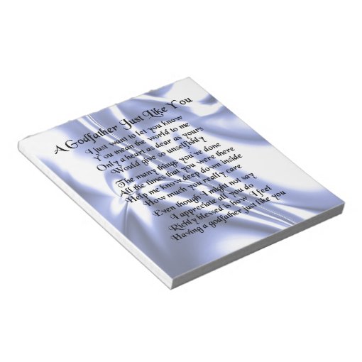 Blue Design Godfather Poem Notepad | Zazzle
