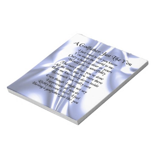 Blue Design Godfather Poem Notepad | Zazzle