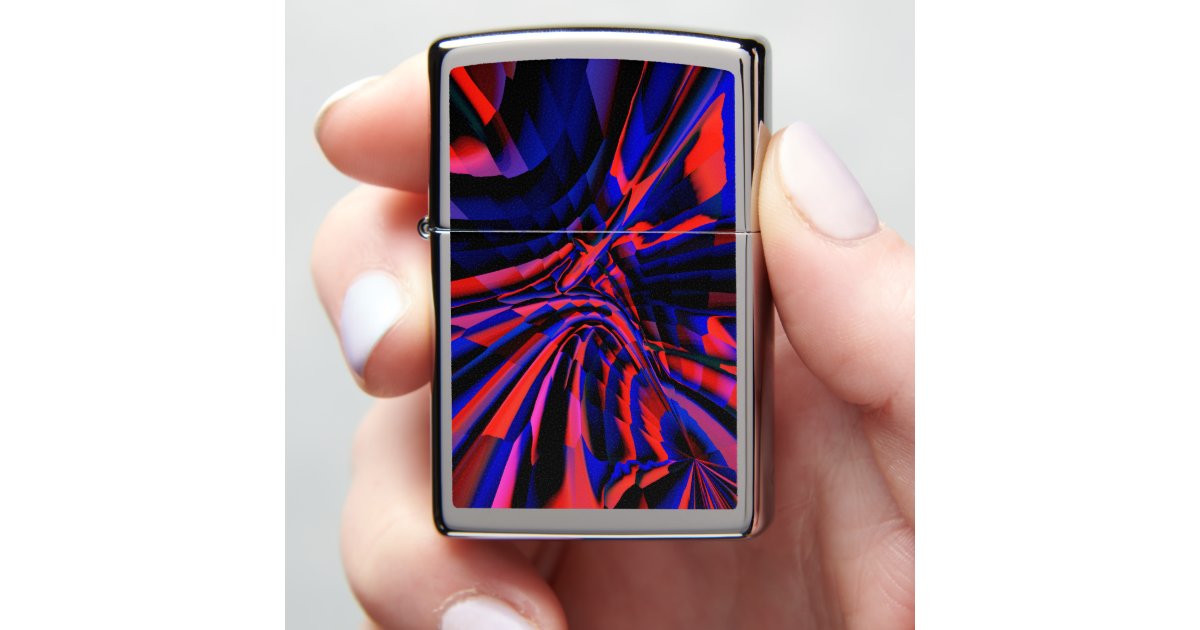 Blue design of squares aligned on crooked object zippo lighter | Zazzle